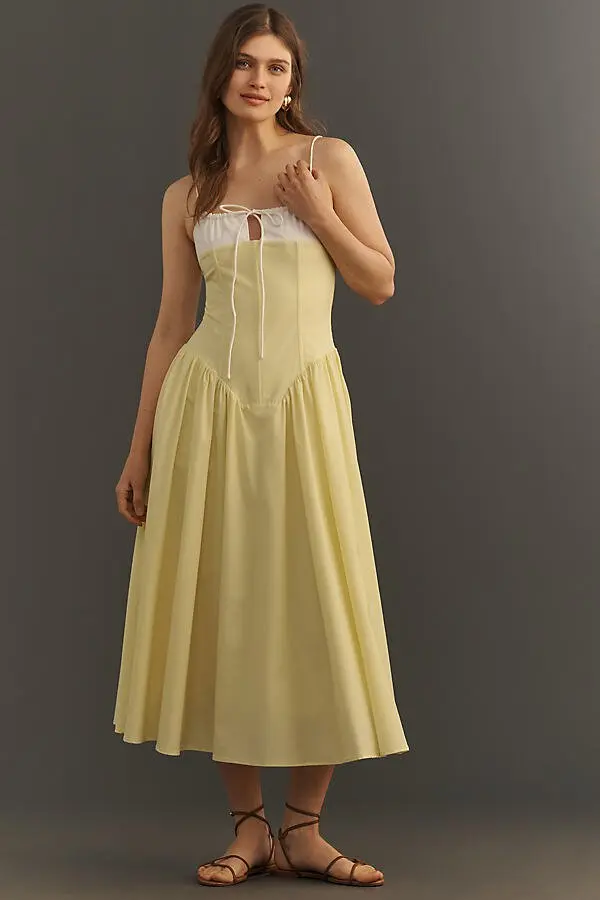 EXTRO & VERT Susana Sleeveless Corset Pleated Midi Dress