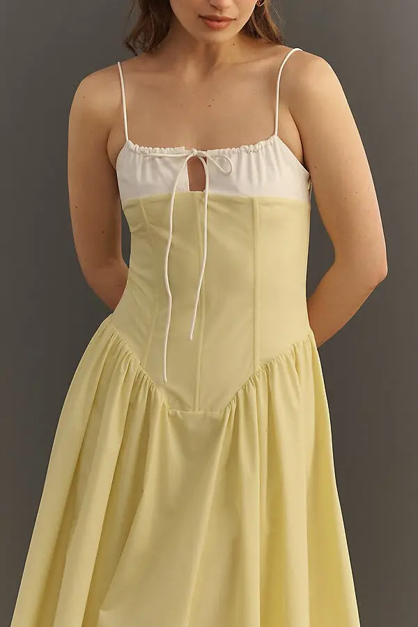 EXTRO & VERT Susana Sleeveless Corset Pleated Midi Dress