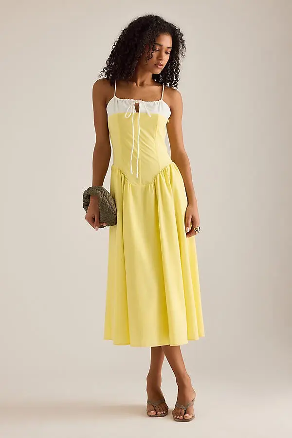 EXTRO & VERT Susana Sleeveless Corset Pleated Midi Dress