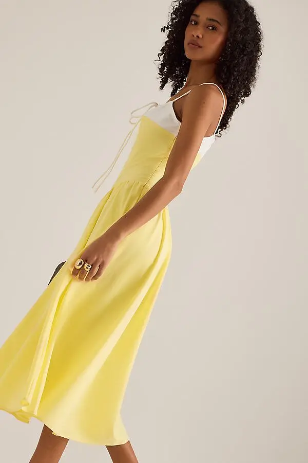 EXTRO & VERT Susana Sleeveless Corset Pleated Midi Dress