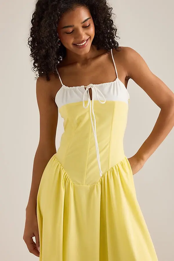 EXTRO & VERT Susana Sleeveless Corset Pleated Midi Dress