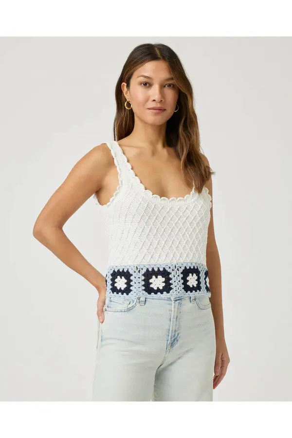 Splendid Sonia Crochet Sweater Tank - White