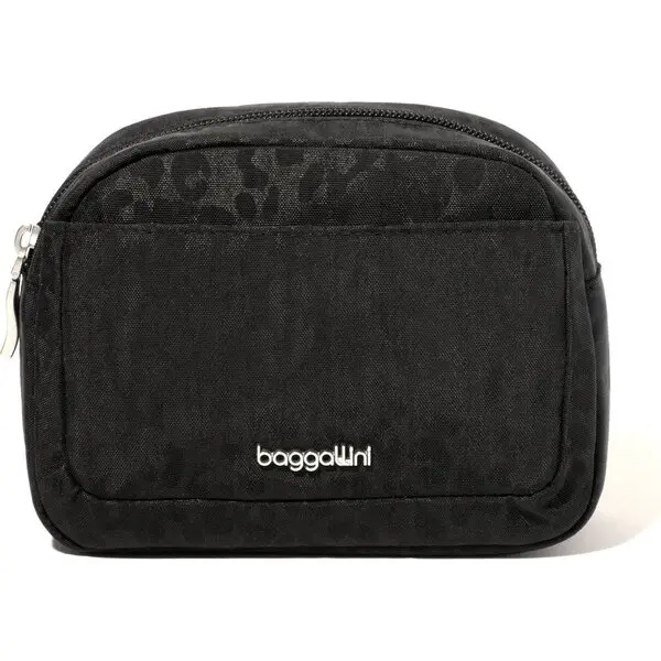 BAGGALLINI Small Pocket Cosmetic Pouch - Black Cheetah Emboss