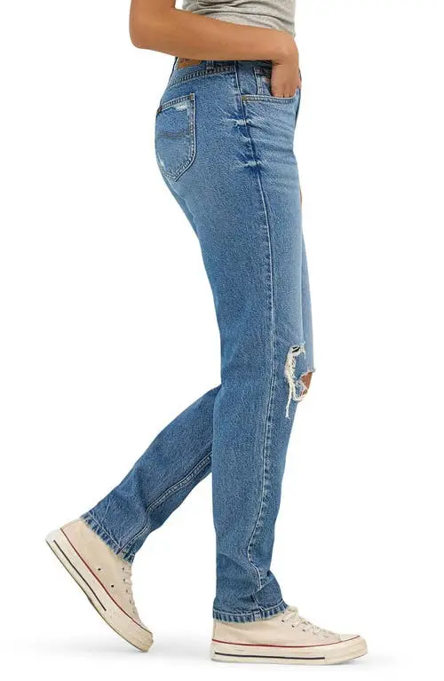 LEEM 90s Ripped Tapered Straight Leg Jeans - Rolling Waves