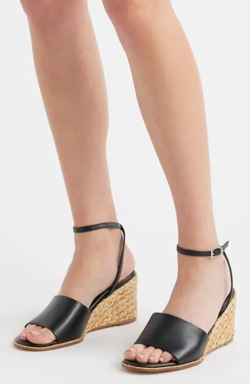 Nordstrom Arlene Ankle Strap Wedge Sandal - Black