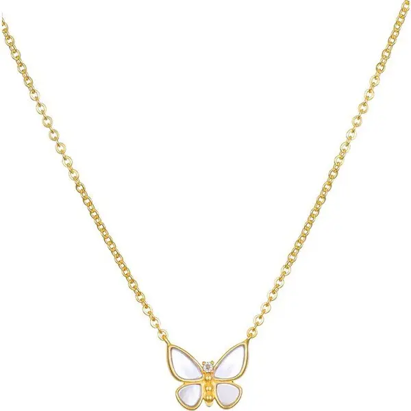 SATYA JEWELRY Pearl Butterfly Pendant Necklace - Gold