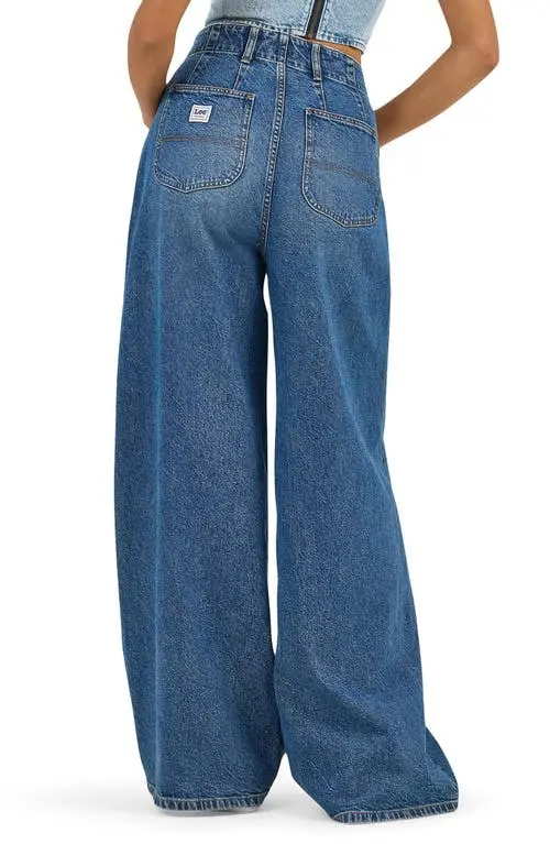 LEEM High-waist Pleated Wide-leg Jeans