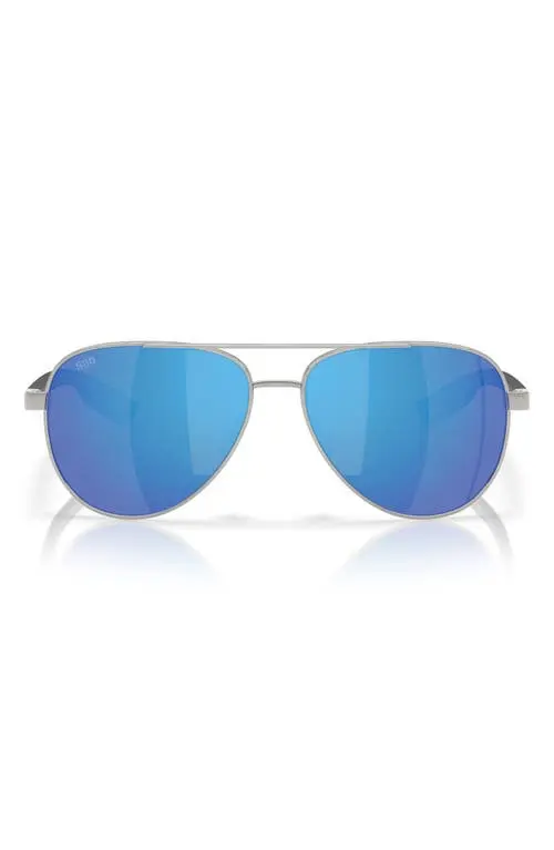 COSTA DEL MAR 57mm Polarized Pilot Sunglasses - Silver/blue Mirror 580g