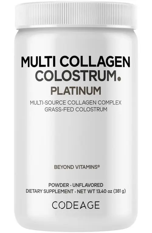CODEAGE Multi Collagen Colostrum Powder Platinum, Grass-fed, Bovine Colostrum - White