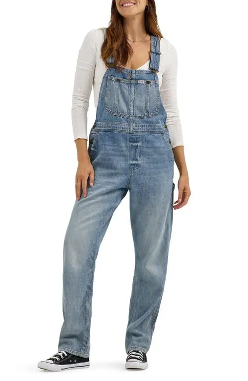 LEEM Slim Straight Leg Denim Overalls - Blue Glimmer