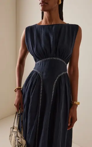 knee length dresses for ladies Verena Dress in Navy main image 1