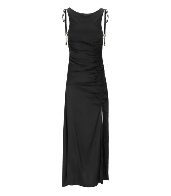 GANNI Satin Long Dress - Black