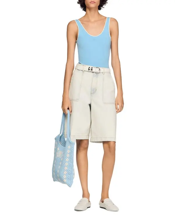 Sandro Knit Bodysuit - Sky Blue