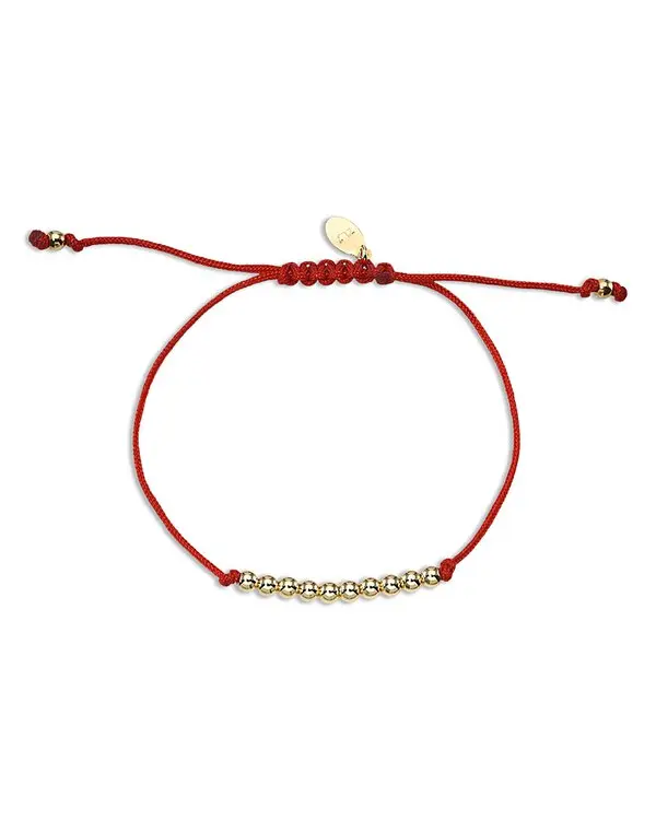 ZOE LEV 14k Yellow Gold Ball Bead Red Cord Slider Bracelet - Red/gold