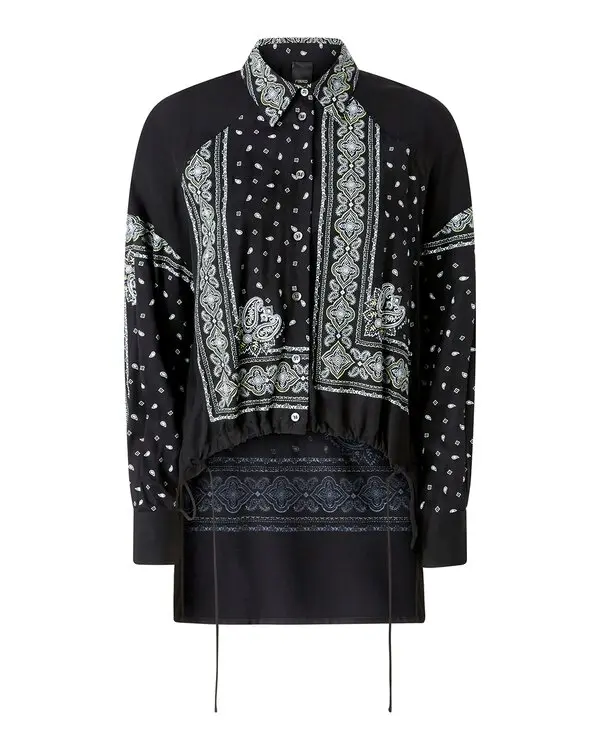 Pinko Printed Drawstring Hem Blouse
