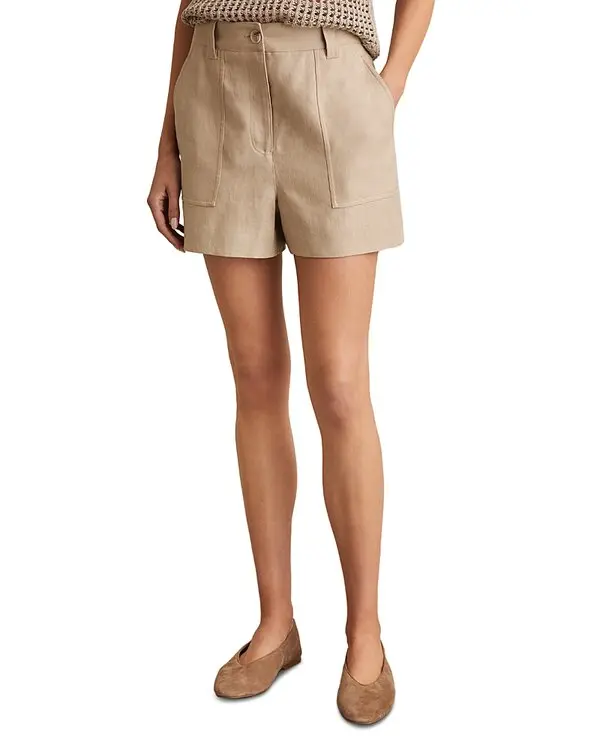 REISS Ashby Linen Shorts - Neutral