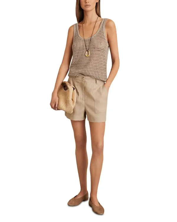 REISS Ashby Linen Shorts - Neutral