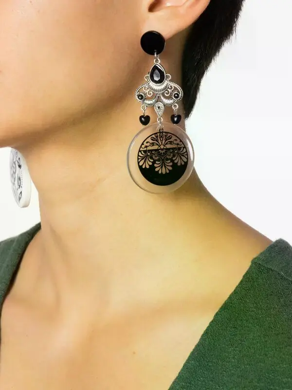 AMIR SLAMA Floral Pendant Necklace And Drop Earrings Set