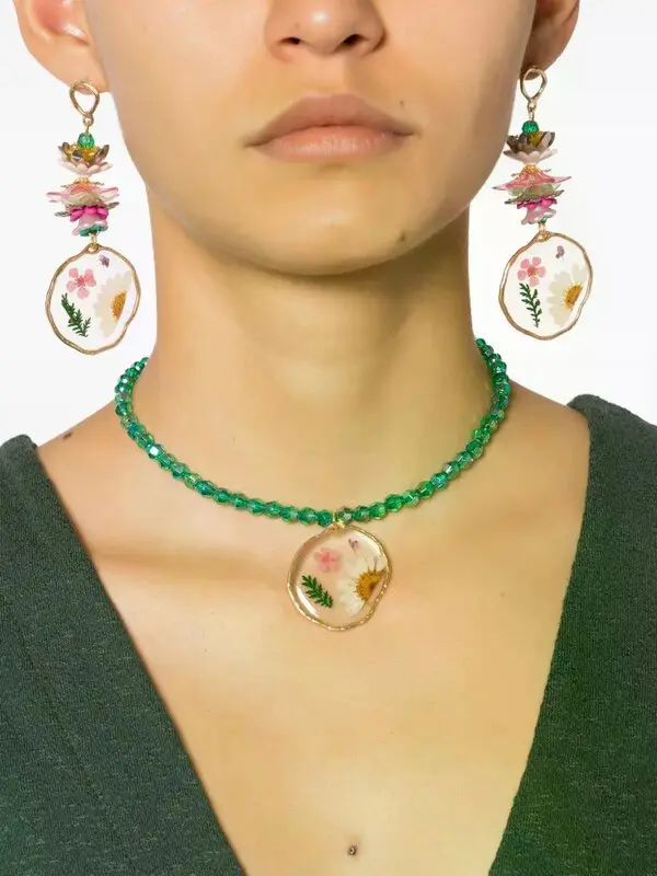 AMIR SLAMA Beaded Necklace And Drop Earrings Set
