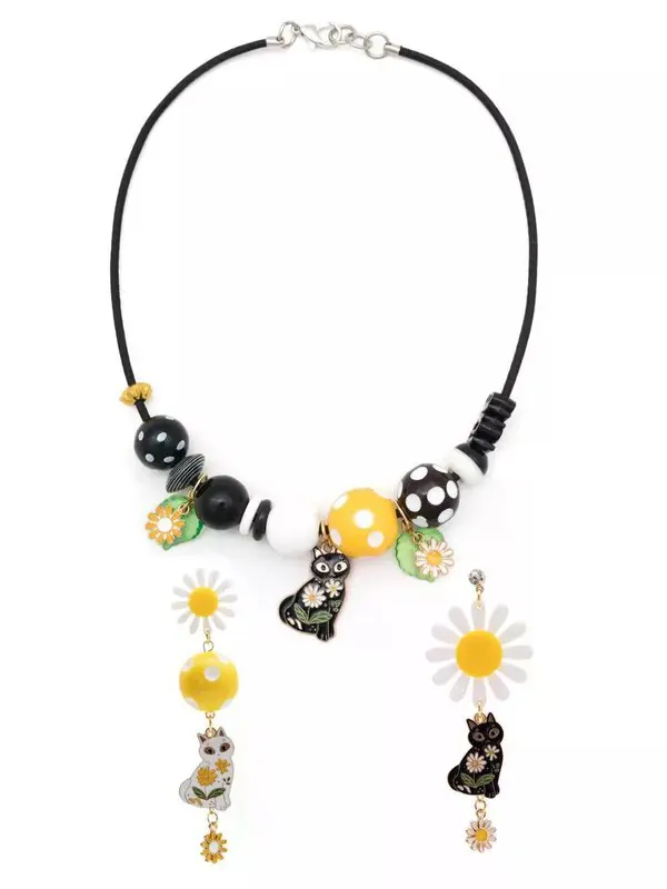 AMIR SLAMA Cat Charm Necklace And Earrings Set - Multicolour
