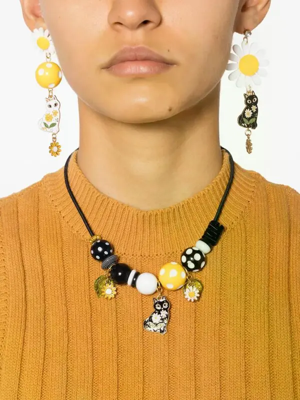 AMIR SLAMA Cat Charm Necklace And Earrings Set