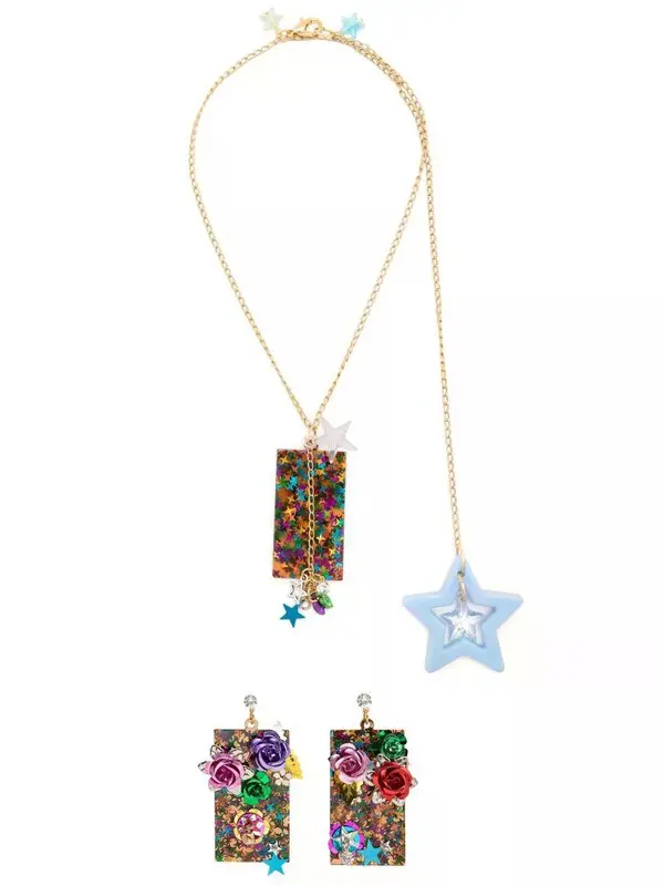 AMIR SLAMA Star-appliqué Necklace And Earrings Set - Multicolour