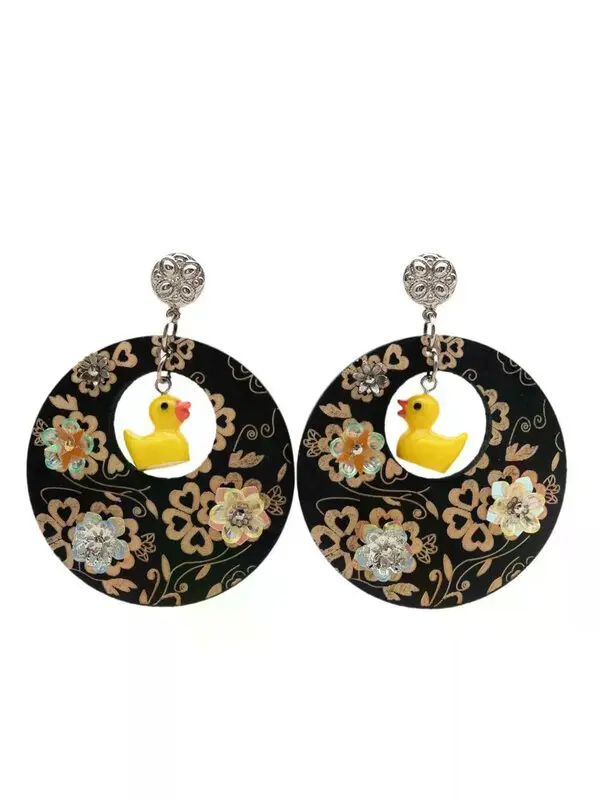 AMIR SLAMA Charm-appliqué Drop Earrings - Black