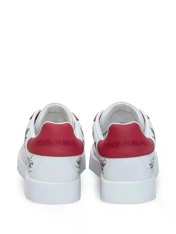Dolce & Gabbana Floral-print Low-top Sneakers - Red