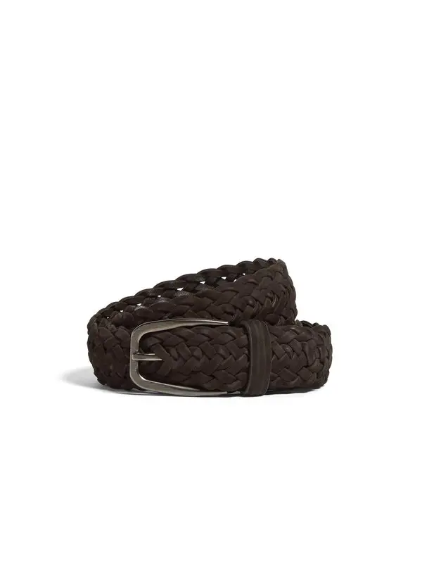 Zegna Braided Leather Belt - Dark Brown