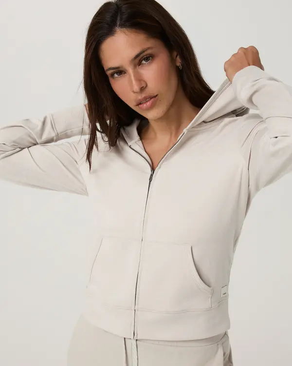 Vuori Halo Mini Full Zip Hoodie - Ecru Heather
