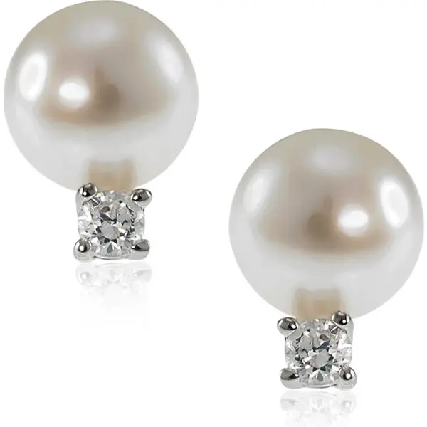 CZ BY KENNETH JAY LANE Pearl Stud Earrings - White/clear/silver