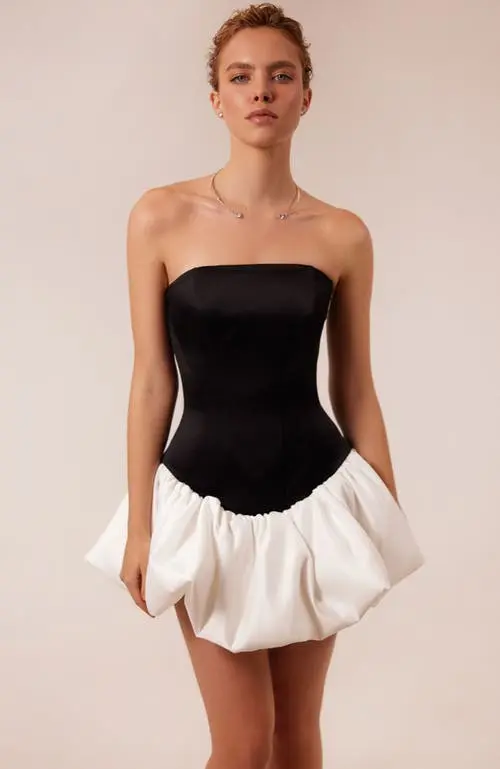 MILLA Strapless Corset Mini Dress With Pearl Chain