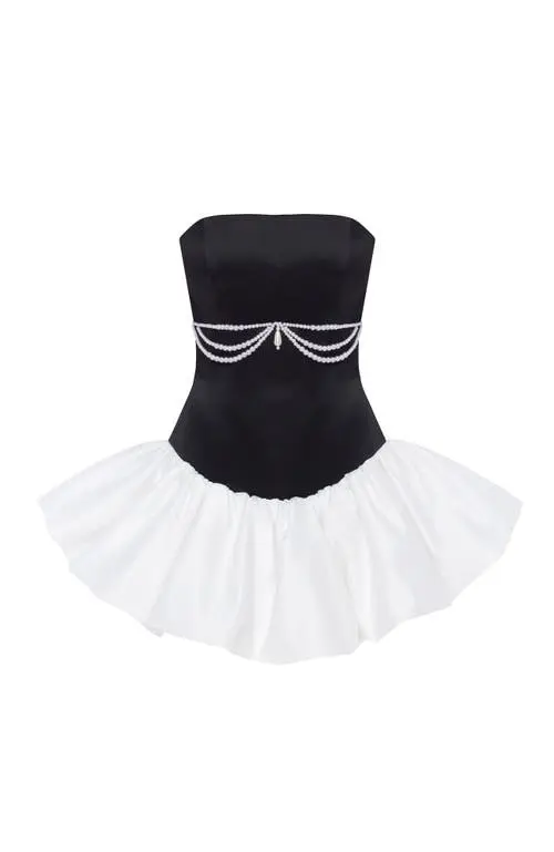 MILLA Strapless Corset Mini Dress With Pearl Chain