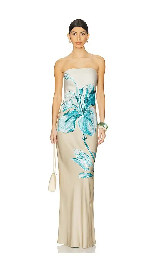 princess polly baby blue dress Rococo Sand Strapless Maxi Dress - Beige Blue - 6% Off