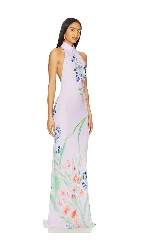 SAU LEE Gillian Halterneck Floral Print Maxi Dress