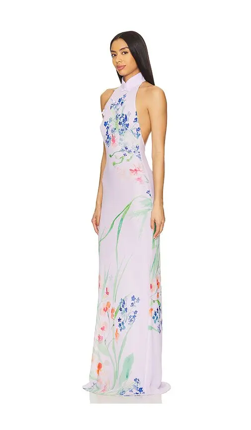 SAU LEE Gillian Halterneck Floral Print Maxi Dress