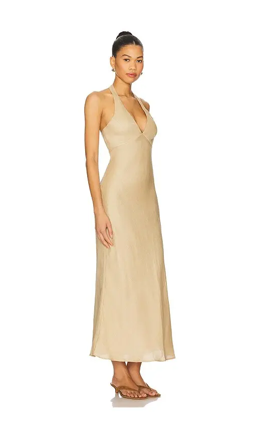 Bardot X Halter Linen Midi Dress