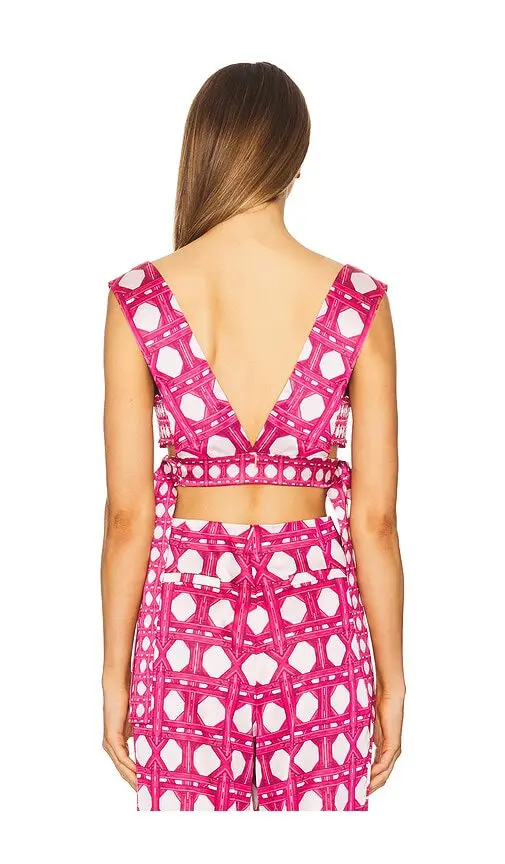 Misa X Revolve Cropped Top With Side Bow Accents - Fuchsia