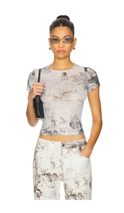 Miaou X Revolve Printed Mesh Top - Grey