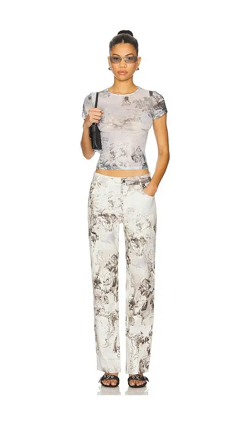 Miaou X Revolve Printed Mesh Top - Grey