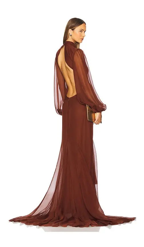Retrofete Rosalinda Chiffon Dress - Brown
