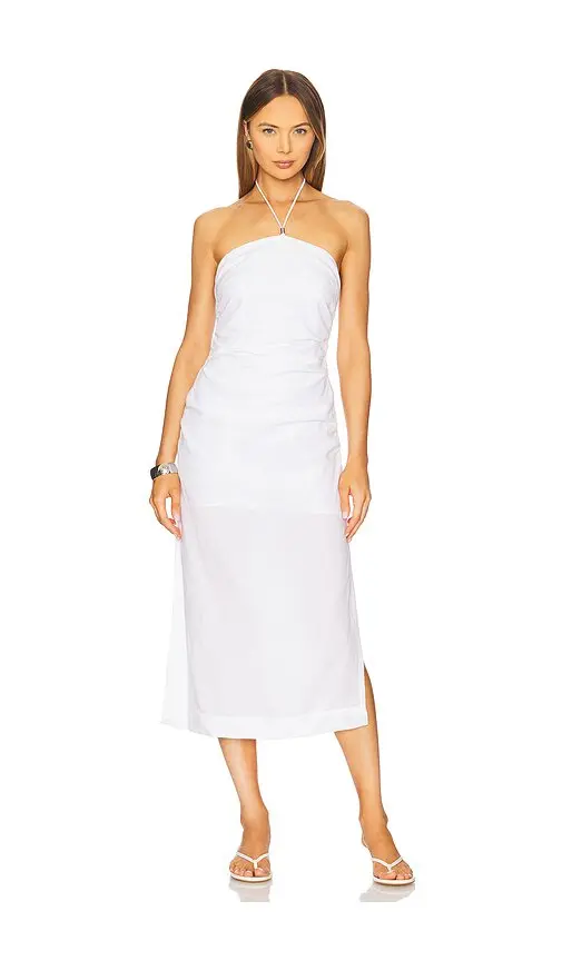 Onia Air Linen Ruched Halter Dress