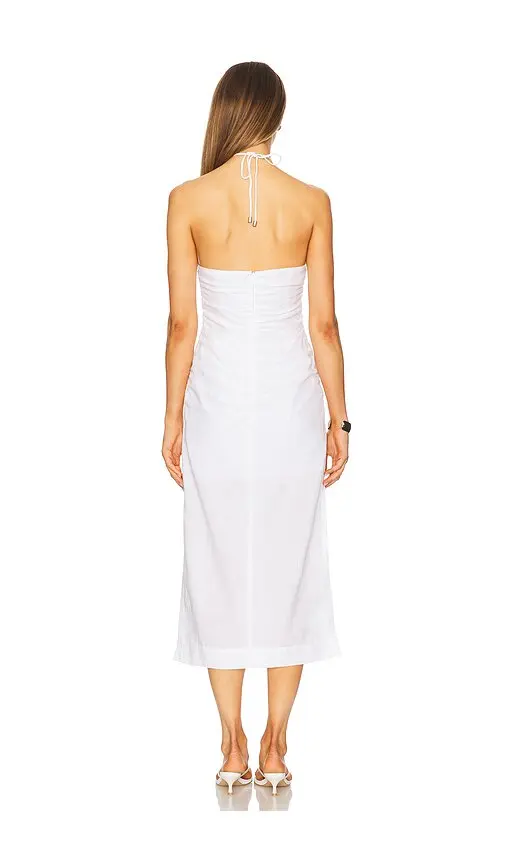 Onia Air Linen Ruched Halter Dress