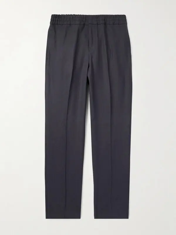 Zegna Straight-leg Linen-twill Trousers - Blue