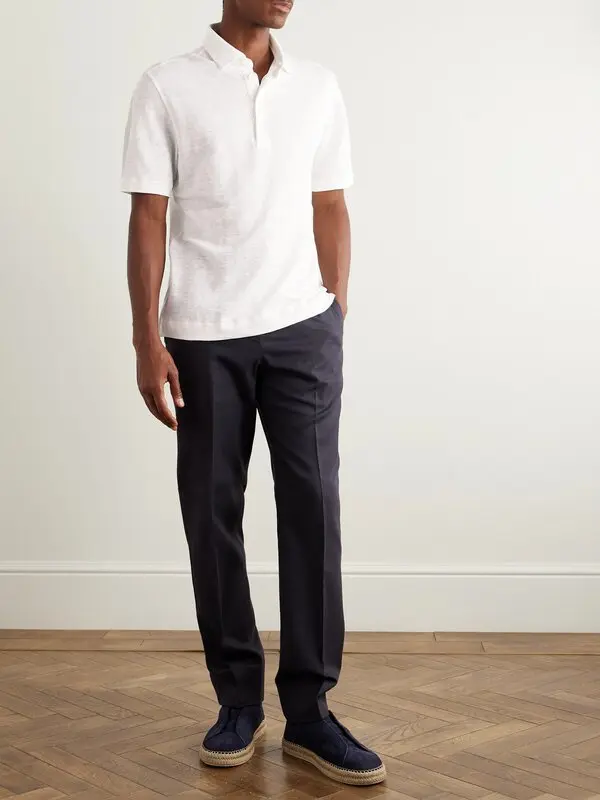 Zegna Straight-leg Linen-twill Trousers - Blue