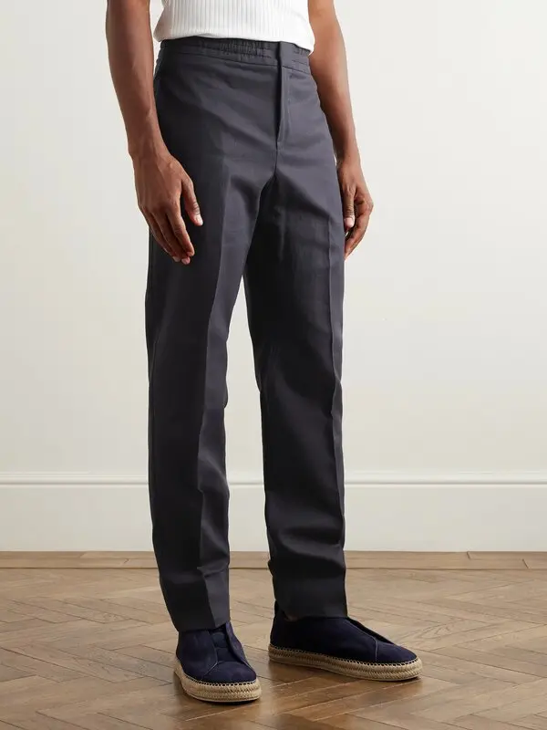 Zegna Straight-leg Linen-twill Trousers - Blue