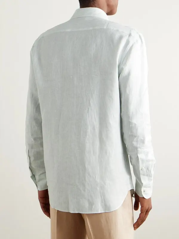 Zegna Oasi Striped Linen Shirt - Green