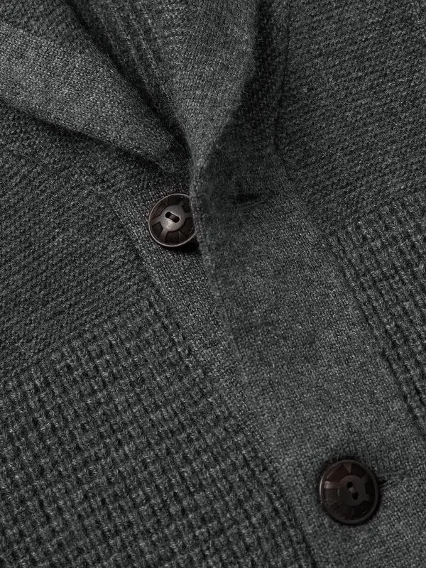 Ralph Lauren Shawl-collar Waffle-knit Cashmere Cardigan - Gray