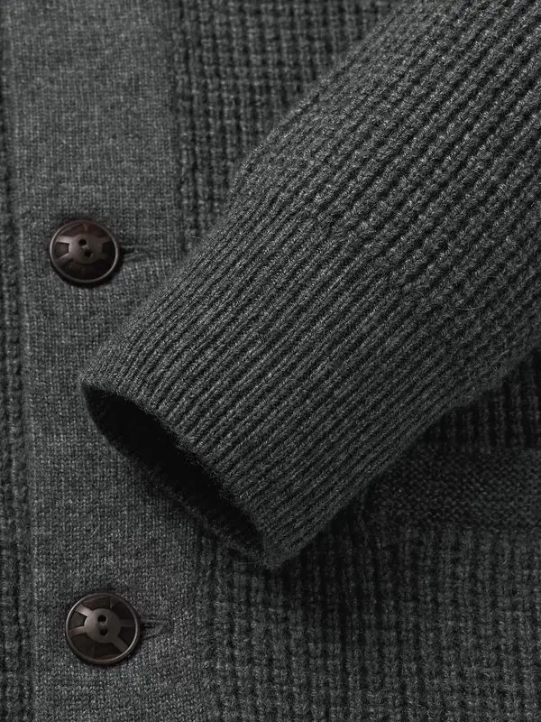 Ralph Lauren Shawl-collar Waffle-knit Cashmere Cardigan - Gray