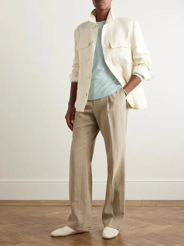 Zegna Mulberry Silk, Cashmere And Linen-blend Sweater - Blue
